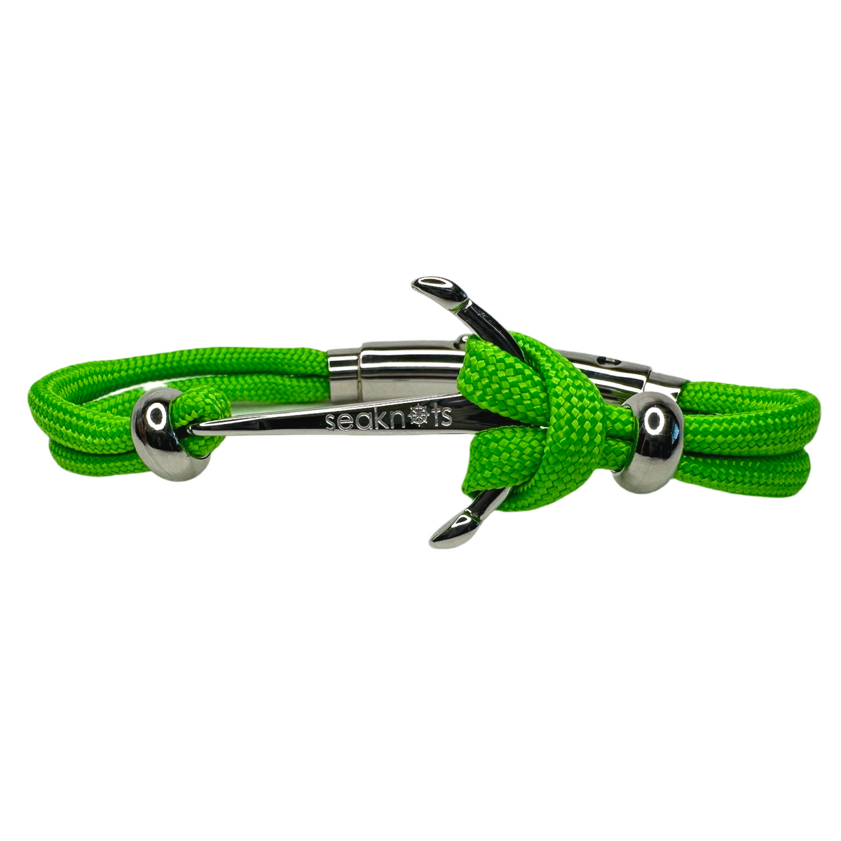 Double Neon Green with SS Anchor & Beads Silver – Seaknots
