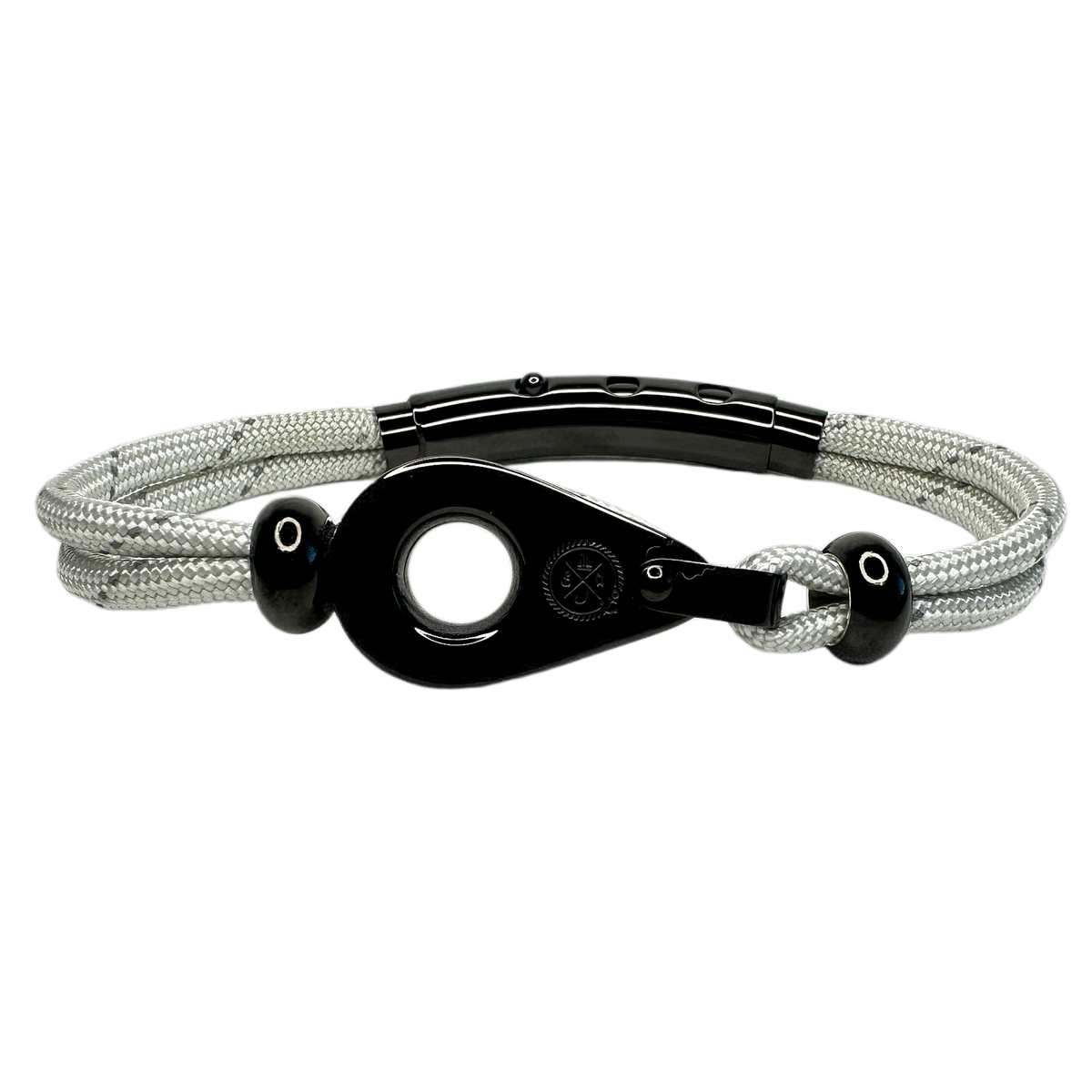 Double Cord in Reflective Light Grey with SS Pulley & Beads Black ...