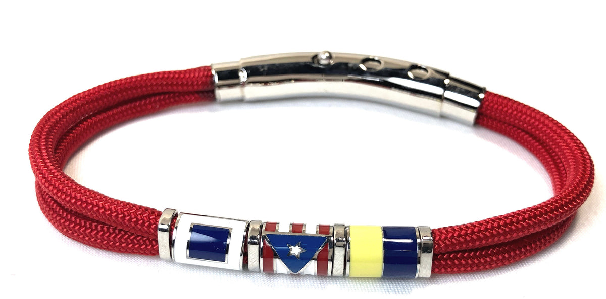 Double Cord Red with SS Nautical & PR Flags 🇵🇷 Silver – Seaknots